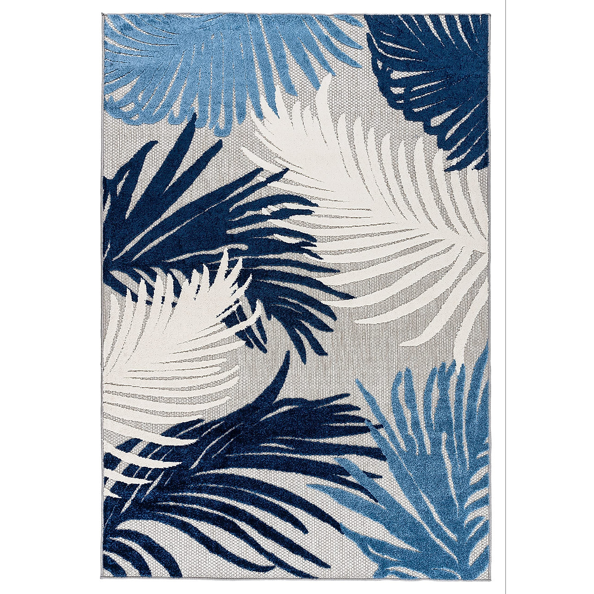 Rugshop Lucca Contemporary Floral Indoor/Outdoor Area Rug 6' 6" x 9' Navy