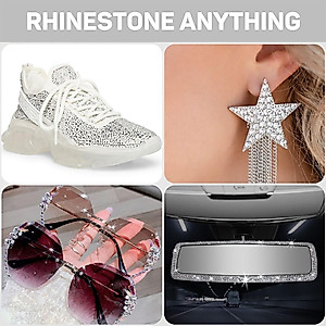 b7000 Clear Glue with 20100Pcs Silver Clear Flatback Rhinestones for Crafts Clothing Clothes Decor Fabric Shoes, Flat Back Gems Diamonds Bedazzler Kit with Rhinestones Bulk Jewels Crystals 2-6mm Mixed