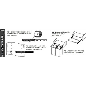 TAG Hardware Full Extension Pullout Laundry Hamper with Removable Bag(s) Matt Aluminum (24" Width - 2 removable small bags)