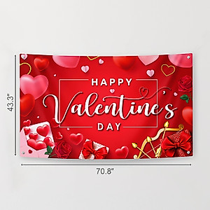 Valentine's Day Party Backdrop - Beautiful Romantic Blossom Love Heart Theme Studio Background Banner Decorations Photography Supplies - Happy Valentine's Day Photo Booth Backdrops - 70.8 x 43.3 Inch