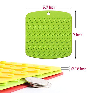 Potholder, Pot TrivetSilicone Pot Holders, Silicone Trivets, Pot Holders Heat Resistant, Hot Pad, Hot Bowl Holder, Jar Opener, Pot Spoon Holder, Non Slip, Dishwasher Available BPA Set of 6 (6.7x7in)