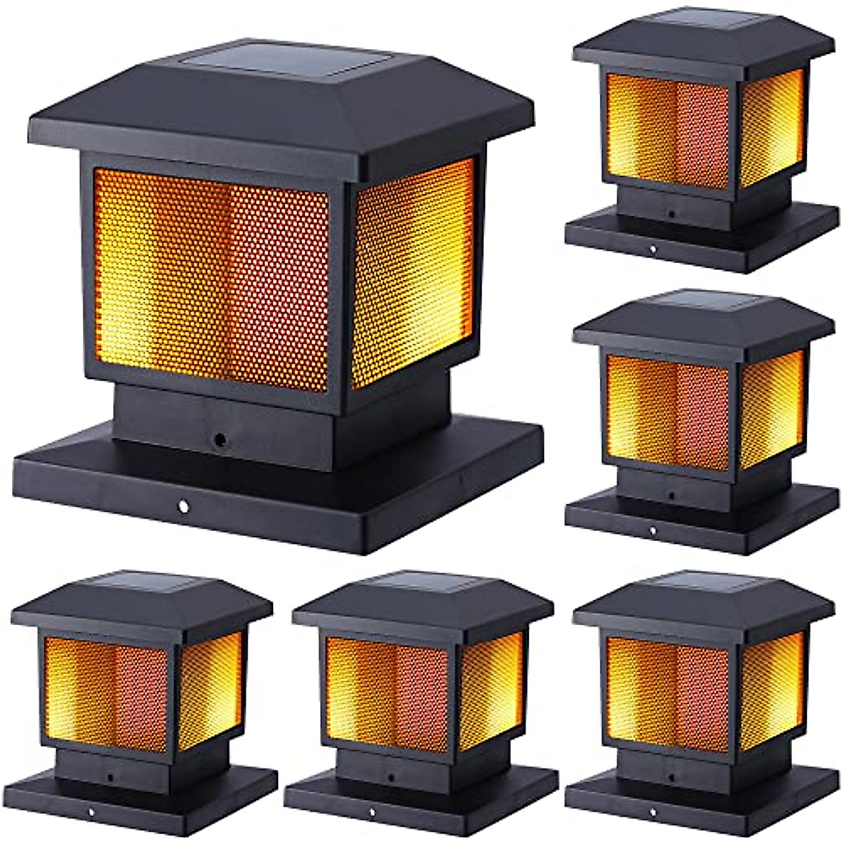 Glintoper 6 Pack Solar Fence Post Lights Outdoor, Solar Powered Post Cap Lights, High Brightness SMD LED Decorative Lighting Waterproof for 4x4, 5x5 or 6x6 Wood Posts, Patio Yard Landscape Decor
