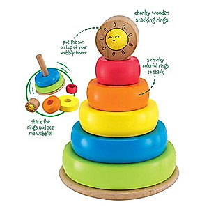 Early Learning Centre Wooden Stacking Rings, Hand Eye Coordination, Problem Solving, Kids Toys for Ages 12 Month, Amazon Exclusive