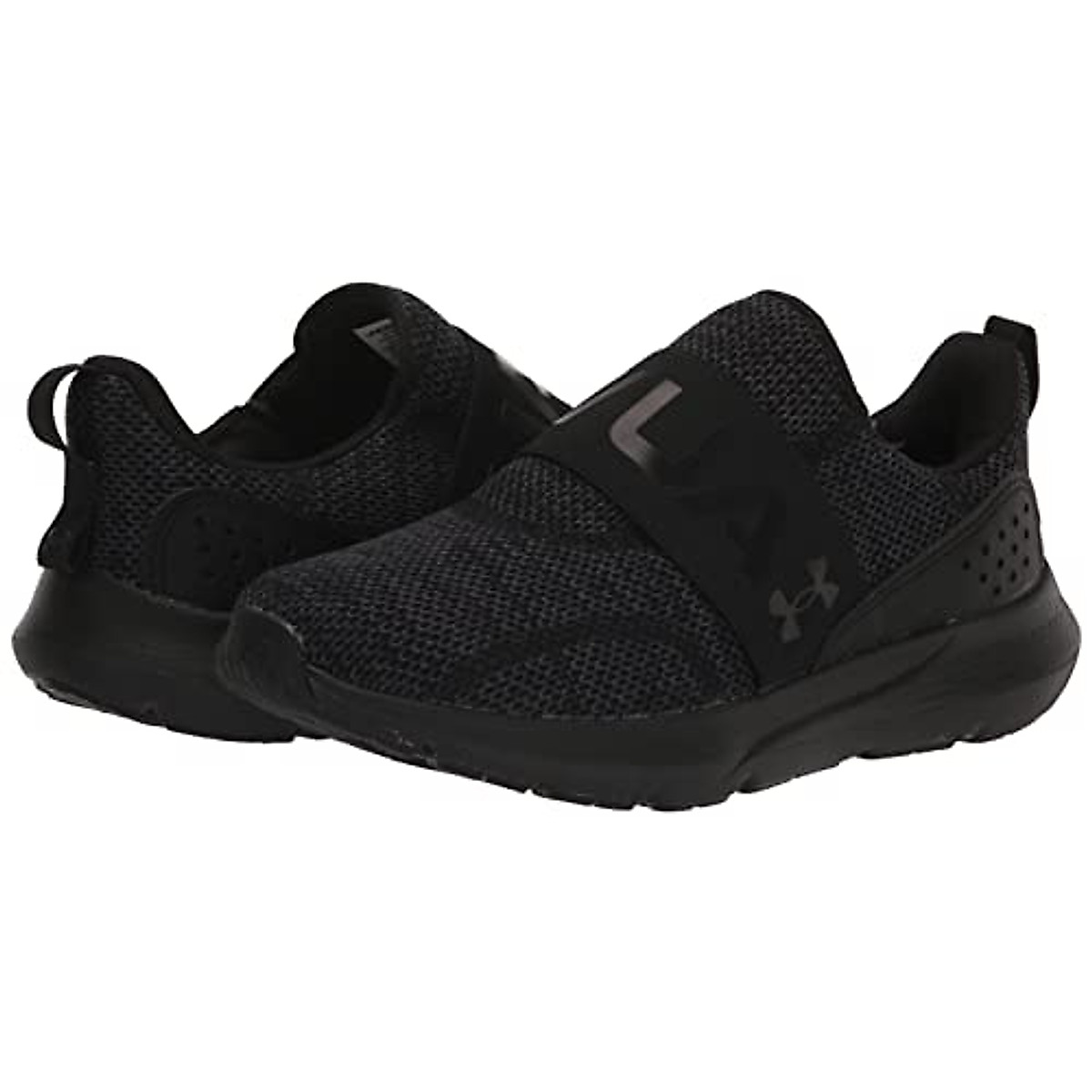 Under Armour Women's Surge 3 Slip On Running Shoe, (002) Black/Black/Black, 8