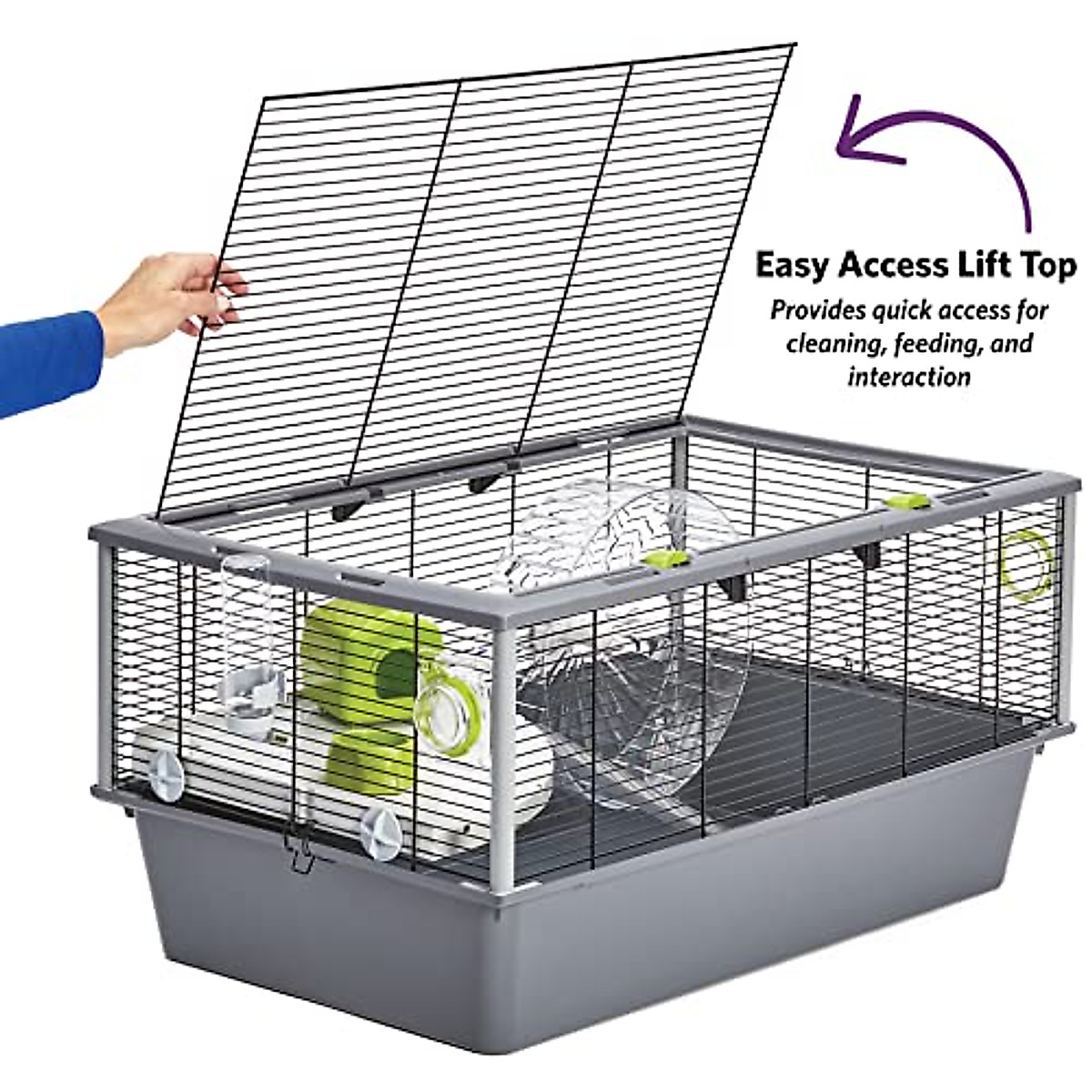 MidWest Homes for Pets Hamster Nation Hamster Home, Jumbo Hamster Cage Measures 38.2L x 22.6W x 15.4H inches and Provides for 676 Sq. inches of Unbroken floorspace, Includes All Accessories
