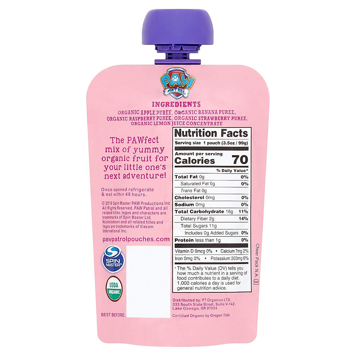 Paw Patrol Really Raspberry Organic Mixed Fruit Squeeze Pouch, 3.5 Ounce (Pack of 10)