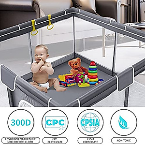Grobeybees Baby Playpen for Toddler and Babies, Baby Playard, Indoor & Outdoor Kids Activity Center with Anti-Slip Base, Play Yard with Soft Breathable Mesh, Baby Fence Play Area(Grey)