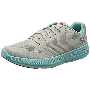 Skechers Women's GO Run Razor 3+ Sneaker, Gray Mesh Hot Melt Aqua Hot Pink Trim, 9