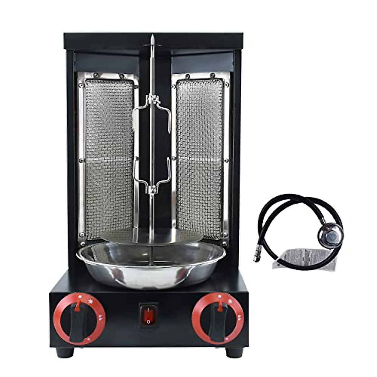 BNDHKR Homemade Chicken Shawarma Machine Countertop Rotisserie Grill Kebab Vertical Rotisserie Propane Turkish Chicken Doner Kebab Broiler wih 2 Burners