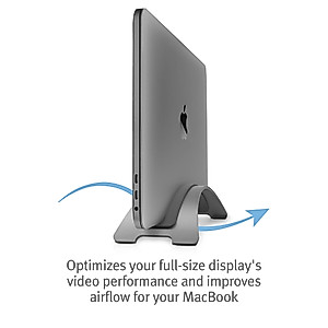 Twelve South BookArc for MacBook | Space-Saving Vertical Stand to Organize Work & Home Office for Apple MacBooks, Now Compatible with M1 MacBooks* (Space Grey)