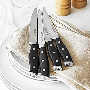 HENCKELS Forged Accent Razor-Sharp 4-Piece Steak Knife Set, Black, German Engineered Knife Informed by over 100 Years of Mastery