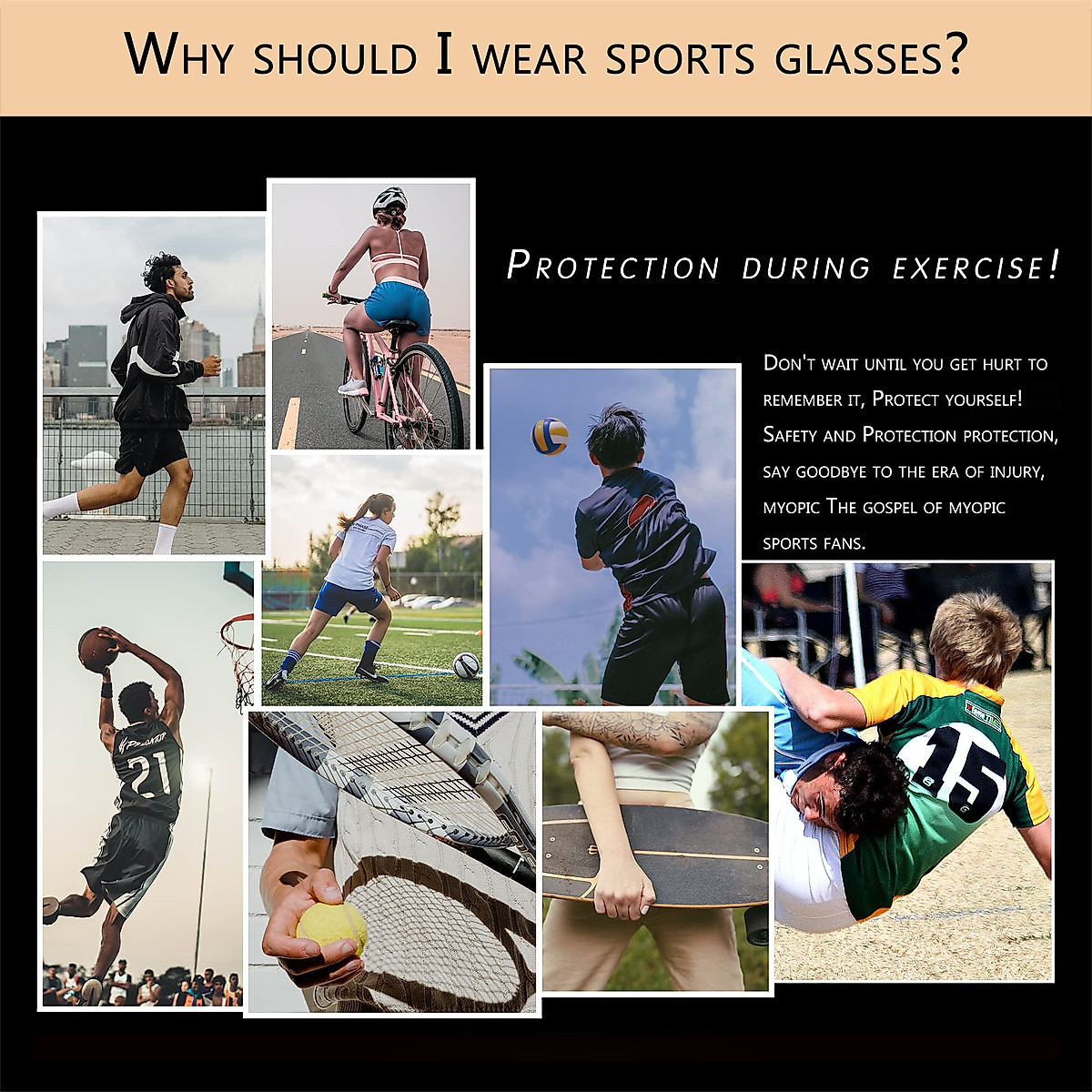 SooGree Sports Goggles Glasses Men Racquetball Basketball Football Eyewear Protective Glasses Shock Collision Lens Replaceable