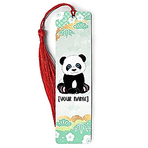 Personalized Bookmark Customized Name Animal Panda Bear Bookmarks Gifts for Book Lovers Women Men Readers Boy Girl On Birthday Christmas Design Your Own Metal Markers Ruler Ornament, Multicolored
