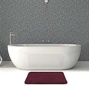 AOACreations Memory Foam Bath Rug, Bathroom Mat Set of 3, Soft, Plush, Absorbent, Low Pile, Includes 1 Large 20" x 32", 1 Contour 20" x 20", 1 Small 16" x 24" (Burgundy)