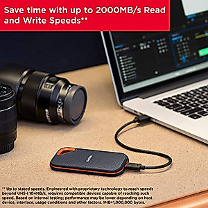 SanDisk 1TB Extreme PRO Portable SSD - Up to 2000MB/s - USB-C, USB 3.2 Gen 2x2, IP65 Water and Dust Resistance, Updated Firmware - External Solid State Drive - SDSSDE81-1T00-G25