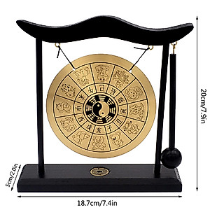 Feng Shui Brass Gong Desktop Zen Art for Fortune + Free Red String Bracelet H1304