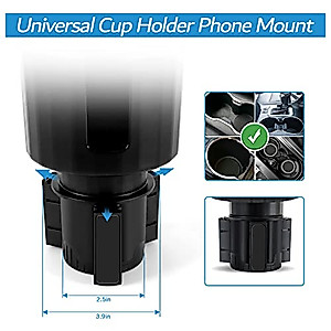 Ockivs Car Cup Holder Phone Mount Universal Adjustable Base with Cup Holder Expander Auto Cell Phone Stand for All Smartphone 2-in-1 Multifunctional Cup Holder Phone Holder