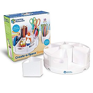 Learning Resources Create-a-Space Storage Center, 10 Piece set - Desk Organizer for Kids, Art Organizer for Kids, Crayon Organizer, Homeschool Organizers and Storage