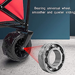 Suuim Collapsible Folding Wagon, Outdoor Folding Utility Wagon Wagon Collapsible with Wheels Heavy Duty Outdoor Cart for Camping Garden Beach with Cup Holde