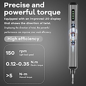 Mini Electric Screwdriver, 68-in-1 Precision Electric Screwdriver 400RPM with 5 Torque Settings, 68 Drill Bits, Pry Bar, Led and Tweezers, Electric Precision Screwdriver Kit for Pc Building