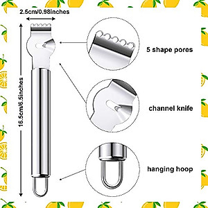 2 Pieces Stainless Steel Lemon Grater Zester Potato Peelers Stainless Steel Y Peeler Orange Citrus Peeler Tool with Channel Knife and Hanging Loop for Home Kitchen Fruits