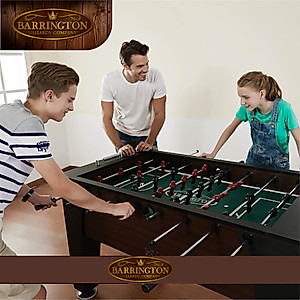 Soccer Foosball Table and Balls Set for Adults, Kids - Indoor Arcade Football Game Room Furniture 58 in Robot Style Players Bead Style Scorers Accessories Included, Brown Black