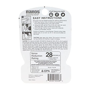 HEAROS Nanos NRR 28 Noise Cancelling Foam Ear Plugs - Extra Small Hearing Protection for Petite Ears - Ideal for Sleeping snoring Travel Concerts Sports Events and Shooting (25 Pairs)