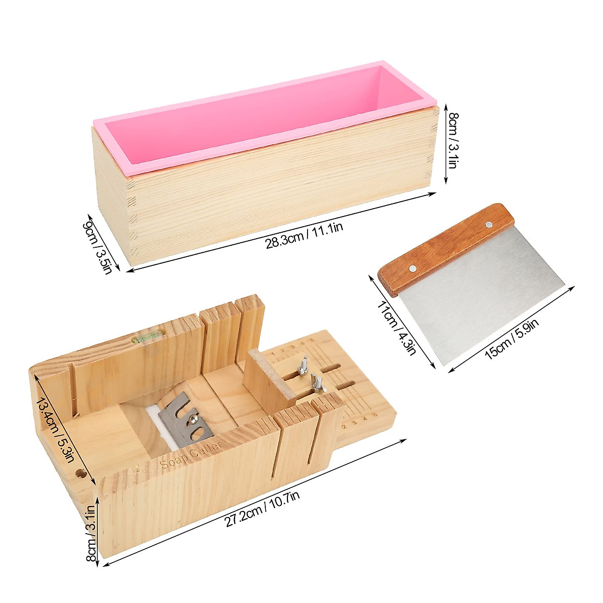 Soap Cutter Kit, Soap Cutter Include Wooden Box Silicone Mold Stainless Steel Cutter Soap Cutter for DIY Soap Making