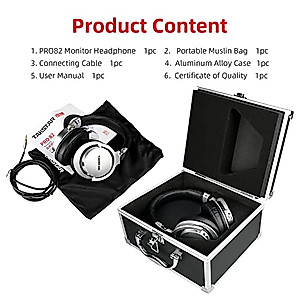 TAKSTAR On-Ear Monitor Headphones Bass Adjustment HiFi Stereo Dynamic Studio Noise Cancelling Headsets for Recording Monitoring Music PRO 82 Silver