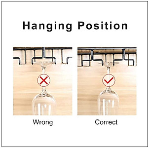 FOLOU Wine Glass Rack Under Cabinet Mount, Upside Down Stemware Holder for Wire Shelves, Glasses Storage Hanger Metal Organizer Bars, Kitchen, Restaurants, Farmhouse(3 ROWS BLACK), 11.8 x 9 x 2.7