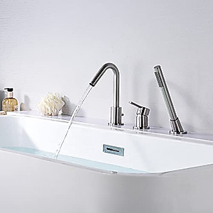 SUMERAIN Roman Tub Faucet Brushed Nickel Bathtub Faucet Set with Handheld Shower Sprayer