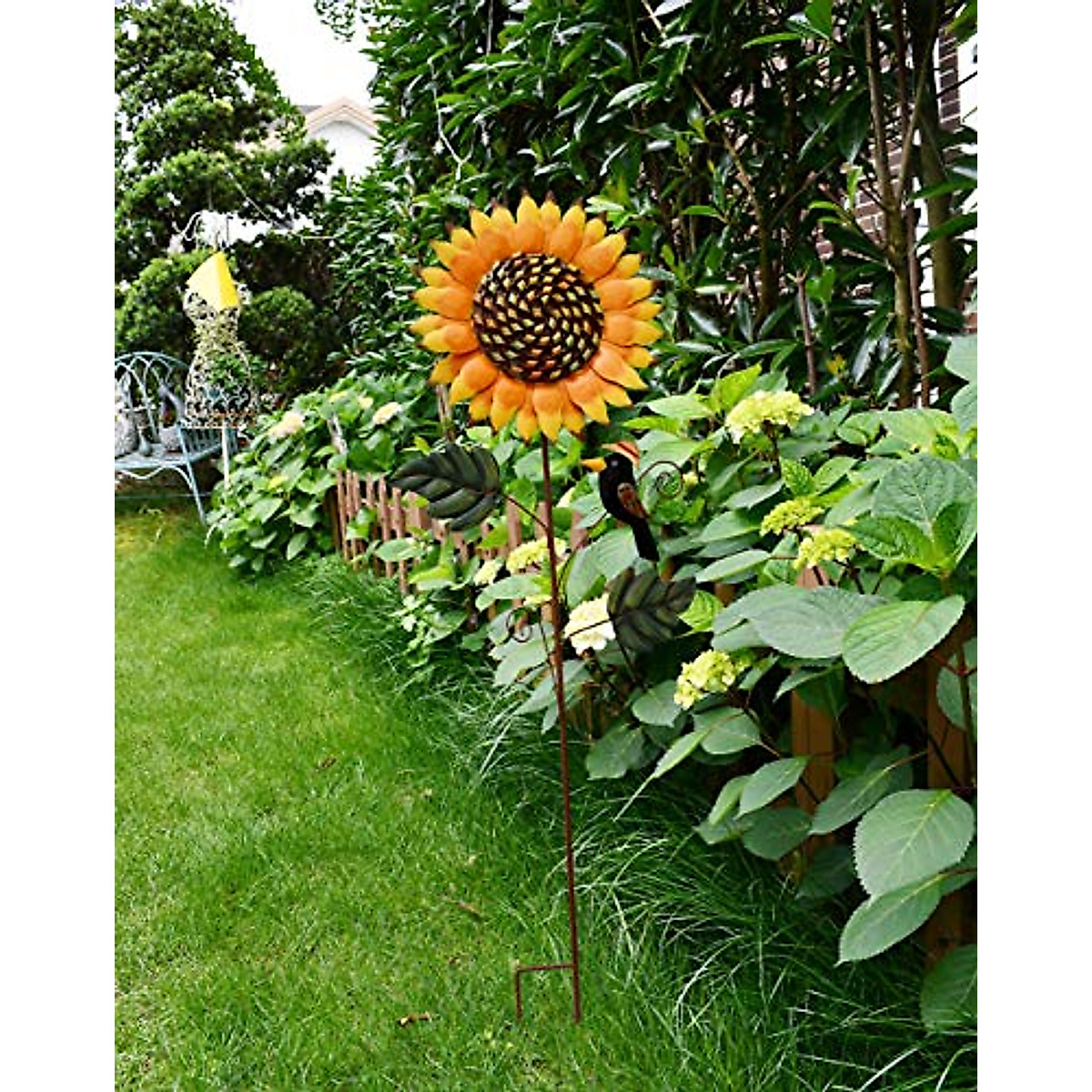 Spring Garden Decor Decorative Garden Stakes Metal Sunflower Yard Sign Flower Lawn Art Planter Stake for Party Pathway Walkway Patio Indoor Outdoor Decoration (33.5" H)