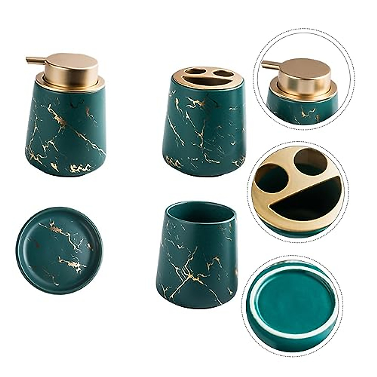 Zerodeko 1 Set Bathroom Wash Set Ceramic Bathroom Complete Kit Ceramic Soap Bathroom Soap Tray Bath Accessories Bathroom Washing Toothbrush Cup Washing Cup Light Luxury Ceramics Liquid Soap