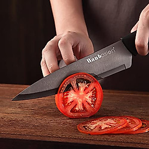 Wanbasion Black Stainless Steel Knife Set, Sharp Kitchen Knife Set Professional, Kitchen Knife Set Dishwasher Safe For Cooking