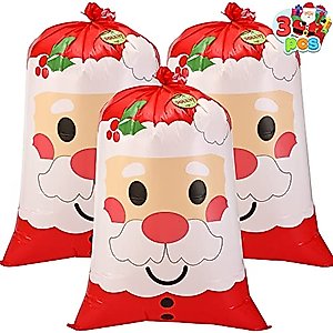 JOYIN 3 PCs Jumbo Holiday Santa Gift Bag 56”x36” with Gift Tags for Christmas Season, Gift Giving, Holiday Presents, Giant Gifts Decorations