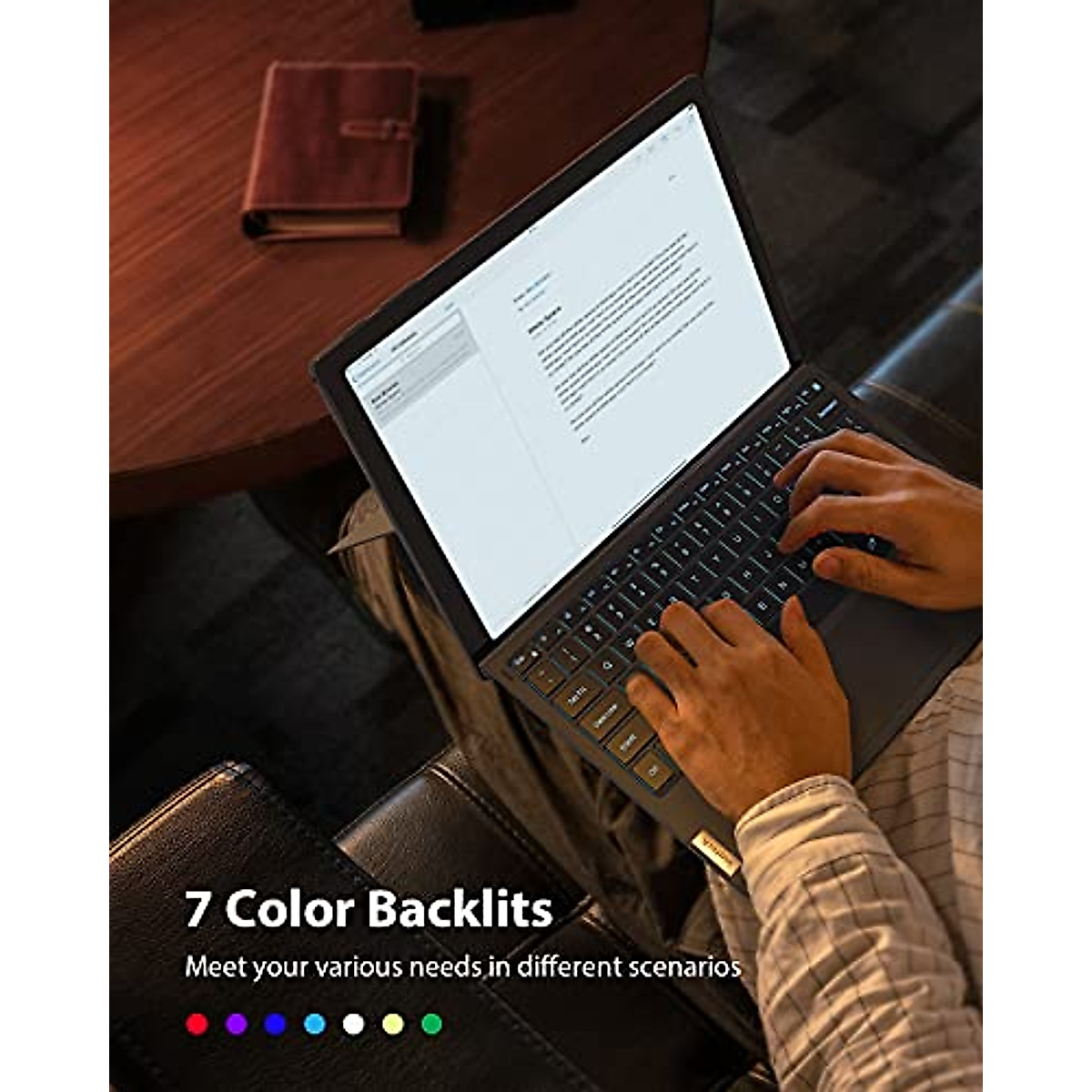 Inateck Surface Pro 7 Keyboard, Bluetooth 5.0, 7-Color Backlight, Compatible with Surface Pro 7/7+/6/5/4, KB02026 Gray