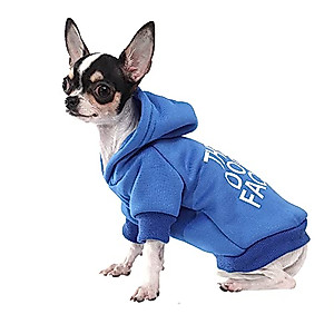 Hozz Chihuahua Dog Hoodie Clothes Cute Small Sweatshirt Warm Clothes Sweaters for Puppy Dogs Blue L