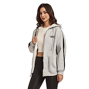 Alapwu Womens Zip Up Hoodie and Sweatshirt Harajuku Y2K Jacket Oversized Loose Cute Jackets For Teen Girls Casual Streetwear Grey