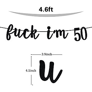 Black Glitter Fuck I'm 50 Banner, Cheers to 50 Years/Holy Shit You're 50/Happy 50th Birthday/Older Wiser Hotter, 50th Birthday Party Decorations