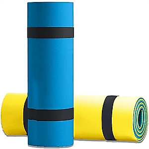 Floating Mat Water Mat Lily Pad with Rolling Pillow Design, Bouncy Tear-Resistant 3-Layer XPE Foam, Roll-Up Floating Island River Rafts,Blue (Color : Yellow, Size : 1.8mx0.6mx3.3cm)