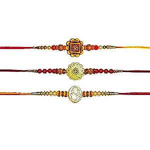 SHREESHANAIK Premium Rakhi Set Rakhi for Brother and Bhabhi, Rakhi Bracelet Rakhi for Raksha Bandhan Festival | Bracelets Rakhi | Best Gift for Brothers | Indian Rakhi. Pack of 3
