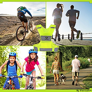 Reflective Running Vest - 360° High Visibility Yellow Safety Vest with Adjustable Side Closure and Inside Pocket - Medium