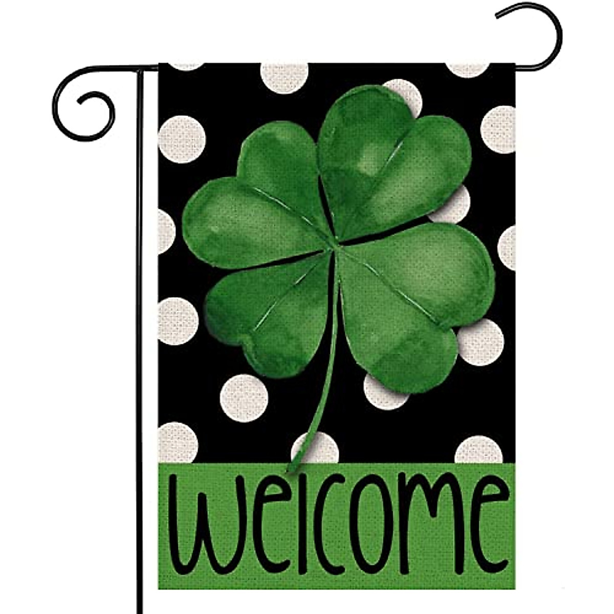Welcome St Patricks Day Garden Flag 12x18 Double Sided Lucky Shamrock Small Burlap Saint Patricks Yard Outdoor Decor (Pack of 2)
