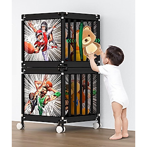Asacbiiin Stuffed Animal Zoo Storage Organizer: Stainless Steels Stuffed Animal Organizer Bin with Removable Lid - Kids Stuffed Animal Holder Plushies Storage for Bedroom Nursery Playroom
