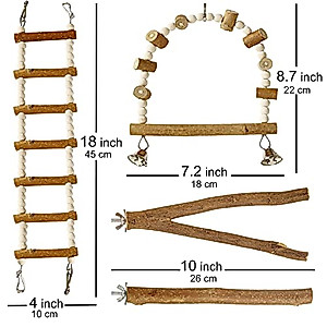 Luonfels Bird Swing Perches Ladder Perch for Parakeet Budgies Parrot Cockatiels Conure Lovebirds 4 Pack
