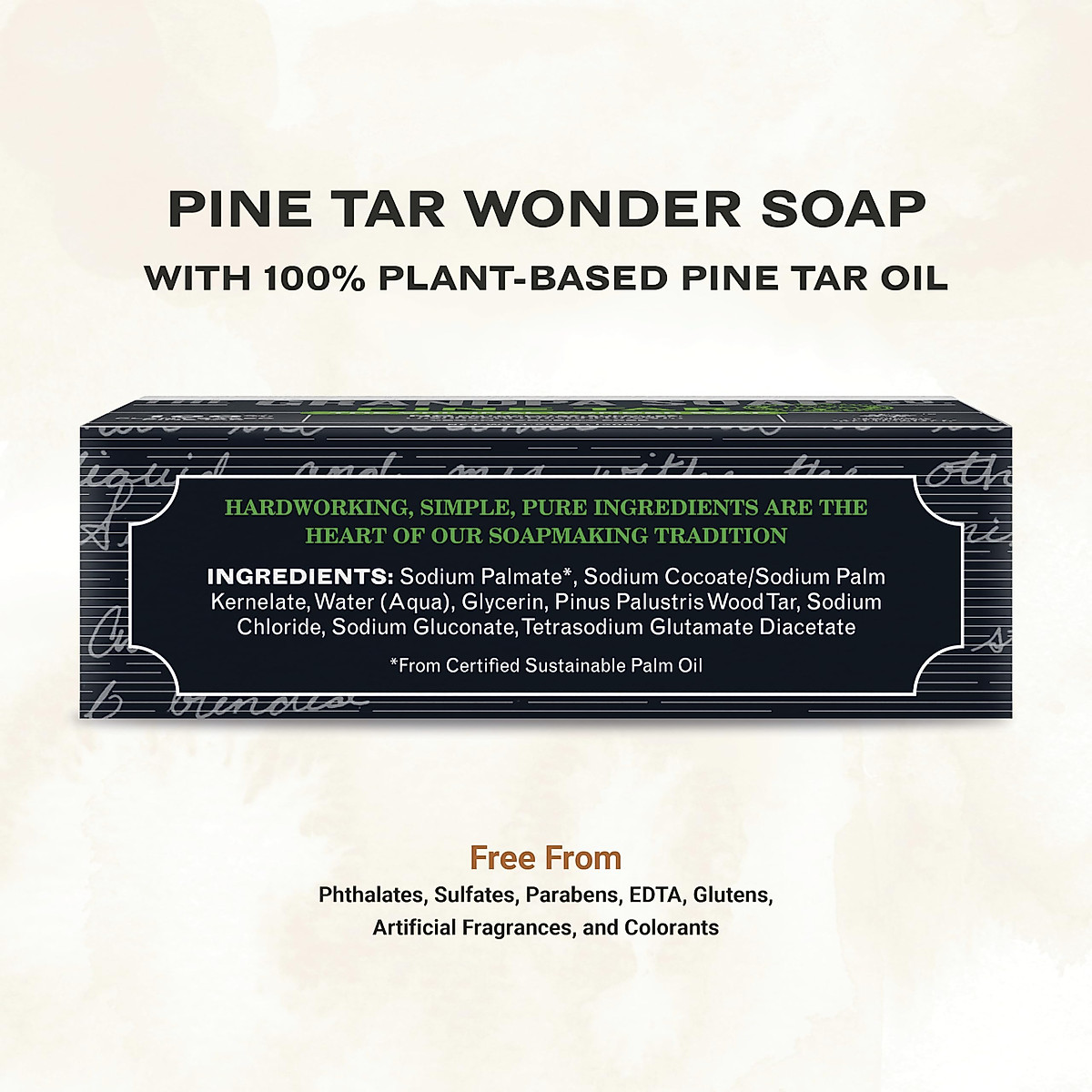 Pine Tar Bar Soap by The Grandpa Soap Company | The Original Wonder Soap |Vegan, 3-in-1 Cleanser, Deodorizer & Moisturizer | 3.25 Oz. Each â€“ 2 Pack