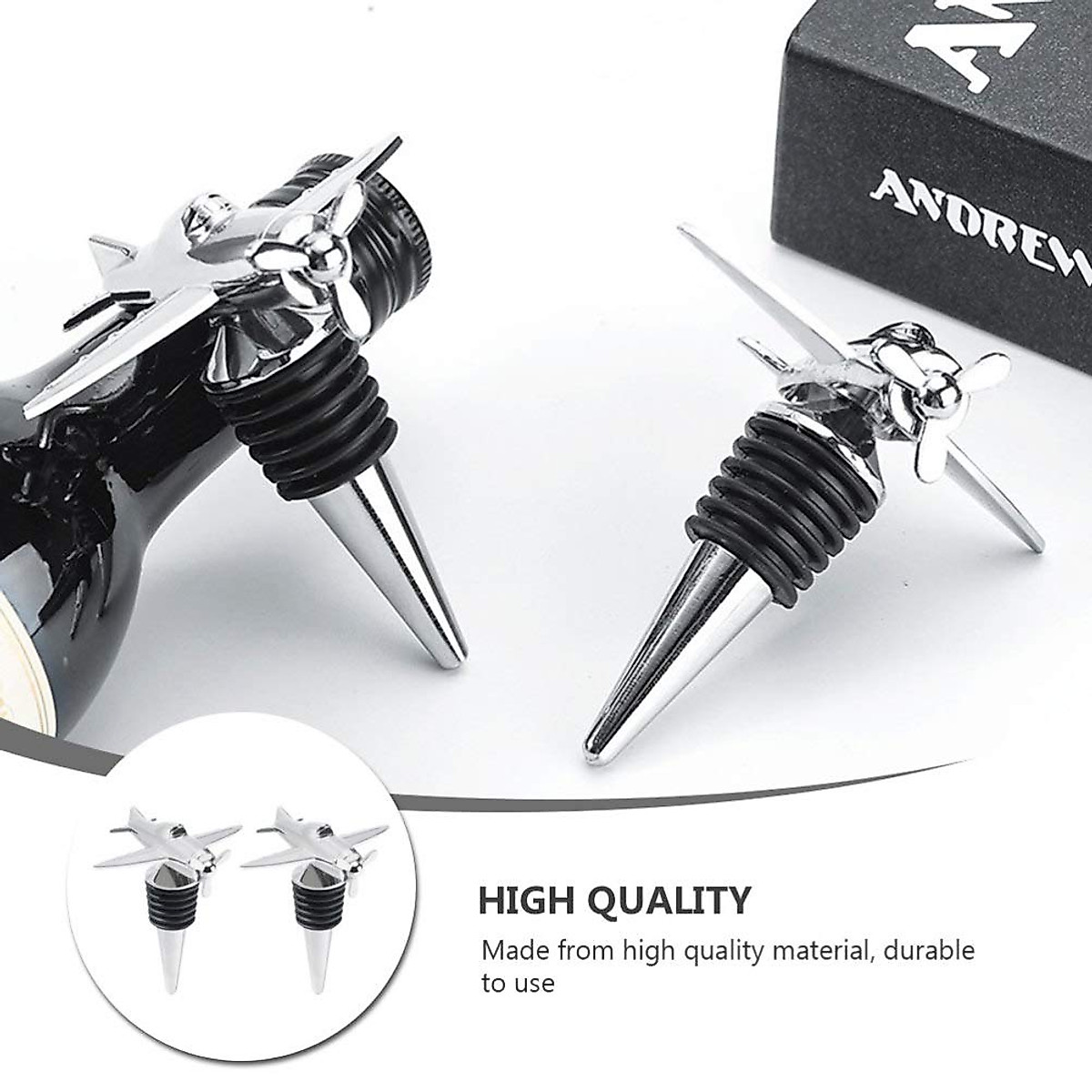 NUOBESTY 2Pcs Metal Wine Stopper Wine Bottle Stopper Airplane Bottle Stopper Decorative Champagne Bottle Stopper for Bar Home Party