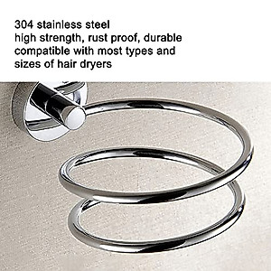 CHICIRIS Blow Dryer Holder Wall Mount, Wall Mounted Hair Dryer Holder Stainless Steel Bathroom Hair Dryer (Chrome Plated)