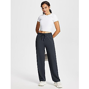 BALEAF Women's Straight Leg Sweatpants Quick Dry Athletic Casual Pants with Pockets Stretch Soft Lounge Workout Black Size M