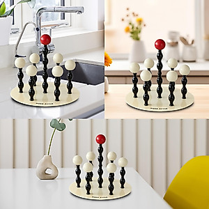 HASSLICKIT Cup Drying Rack Stand, 360° Rotating 6 Cups Mug Holder, Glass Cup Organizer Holder Rack, Modern Decor for Table, Kitchen Countertop (White)